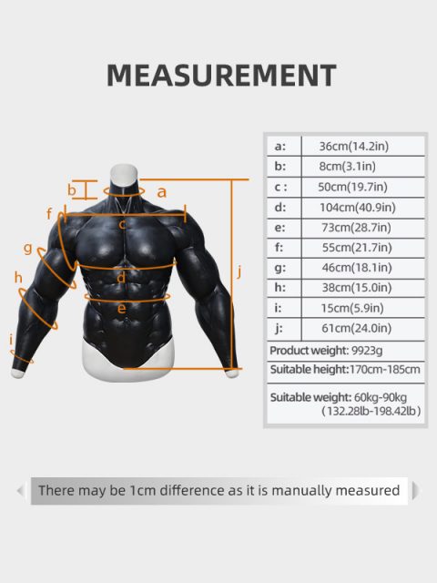 Black Upgraded Upper Body Muscle Suit With Arms - Silicone Masks, Silicone Muscle-Smitizen