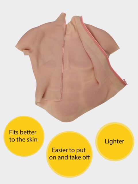 Realistic Muscle Body Suit with Zipper - Regular Size - Silicone Masks ...