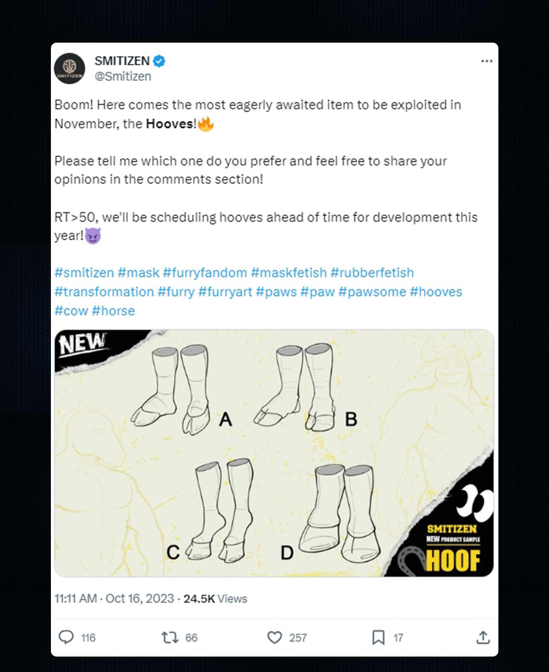 Pre-Sale Silicone Black Hoof Gloves