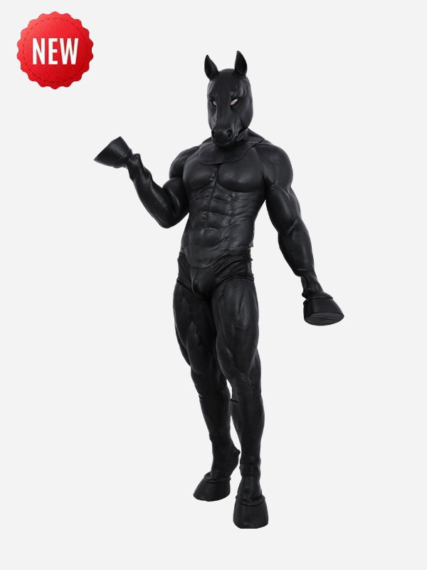 Silicone Black Horse Muscle Petsuit Set
