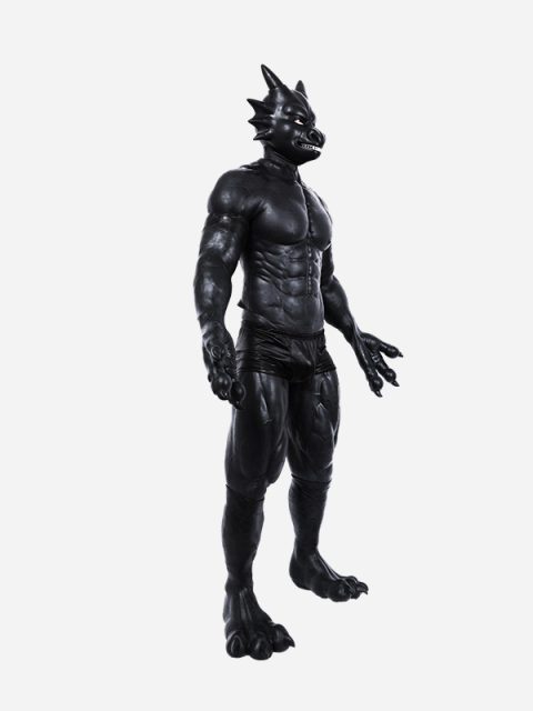 Silicone Black Three-Toed Dragon Muscle Petsuit Set
