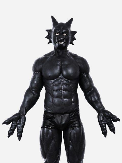 Silicone Black Three-Toed Dragon Muscle Petsuit Set
