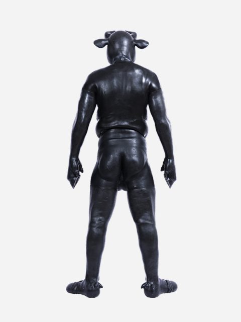 Silicone Black Cow Belly Petsuit Set with Hoof Boots+Hoof Gloves