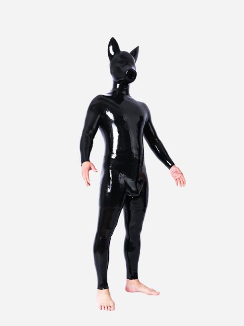 Silicone Long Ears Drone Hood + Neck Entry Silicone Catsuit + Bulging ...