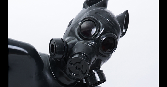 Silicone Full Face Gas Mask-B+Puppy Gimp Suit