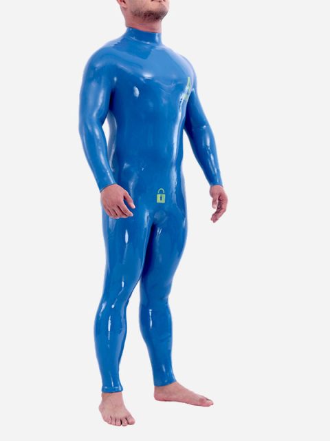Blue Neck Entry Silicone Catsuit Without Zippers – Lock - Silicone ...