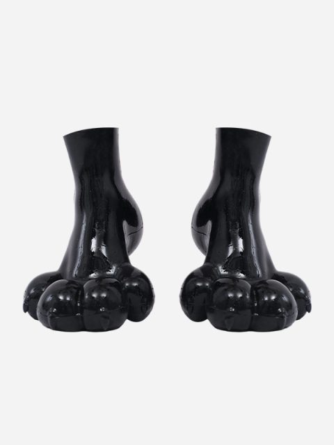 Black Glossy Silicone Furry Feet Paws